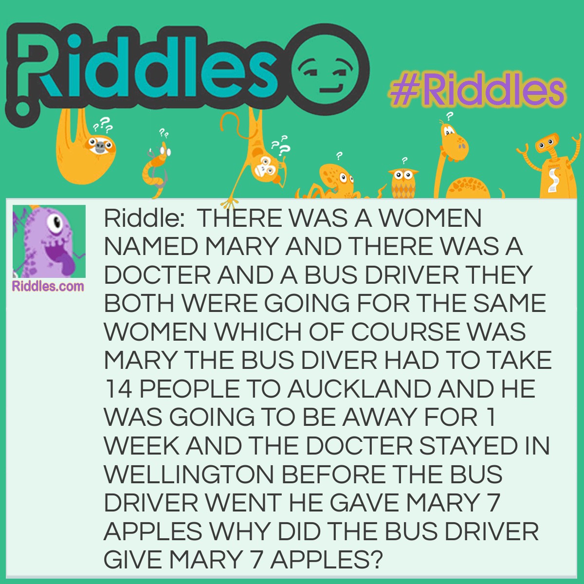 DOCTER BUS DRIVER AND WOMEN - Riddles.com
