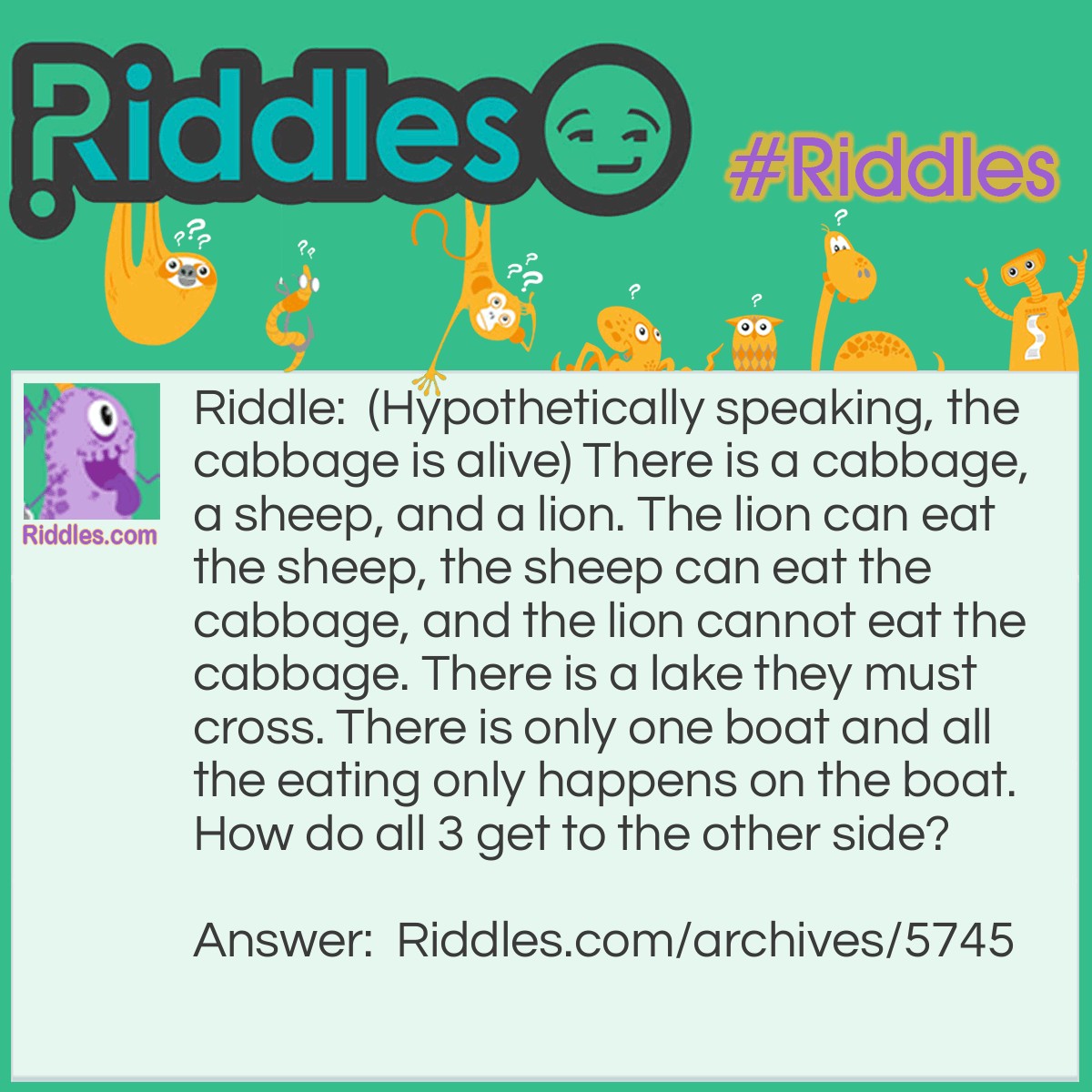 Cabbage, Sheep, Lion | Riddles.com