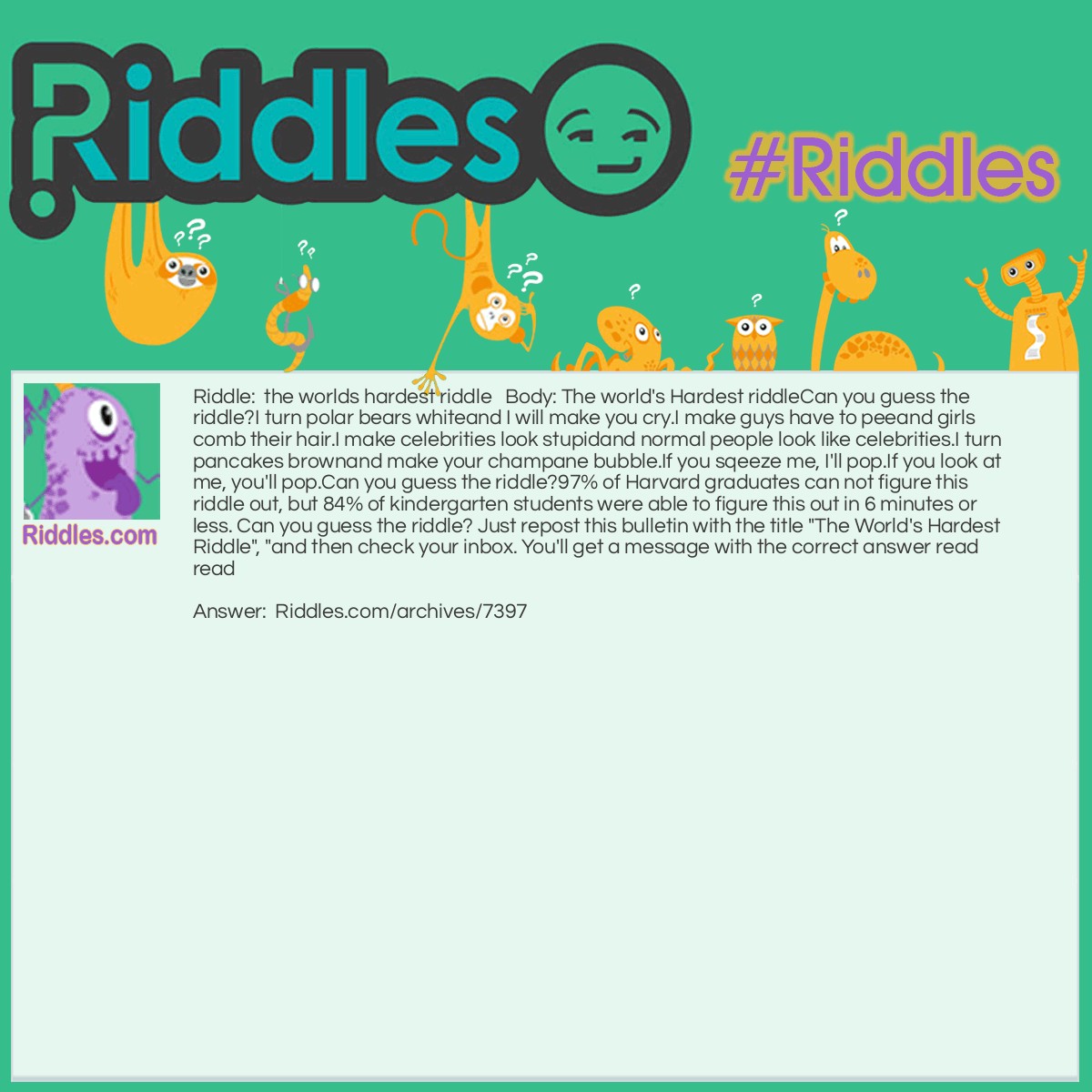 The Worlds Hardest Riddle - Riddles.com