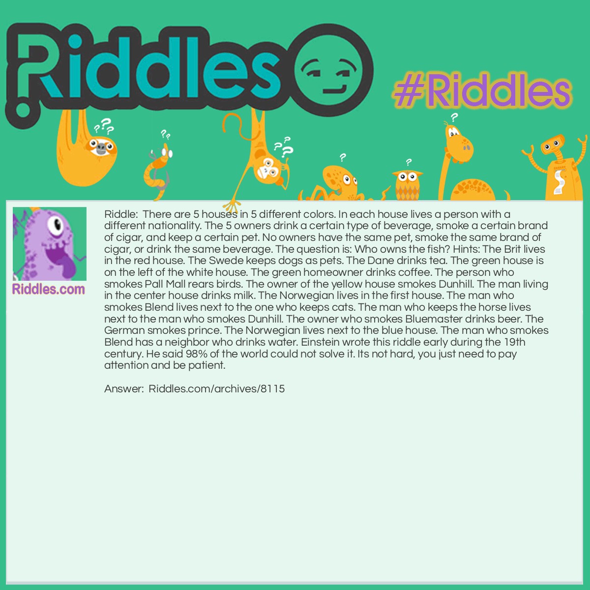 Einstein's Riddle - Riddles.com